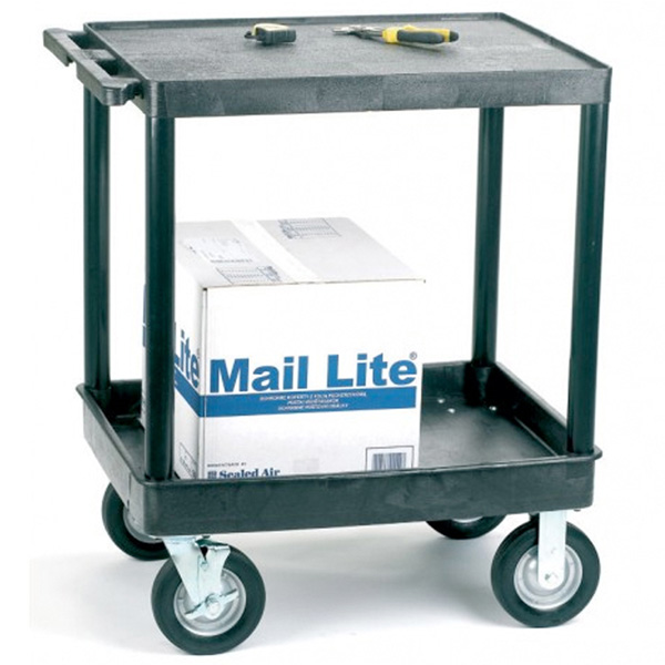 VGI739L Heavy Duty Plastic 2 Shelf Trolley with Top Flat Shelf and ...