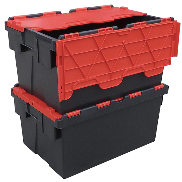 PLAS55LE Black With Coloured Lid Storage Box Crates - 55 litre (600 x ...
