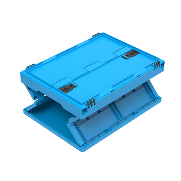 WALTHER Folding Container With Attached Hinged Lid In Blue (400 x 300 x ...