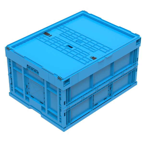 WALTHER Folding Container With Attached Hinged Lid in Blue (800 x 600 x ...