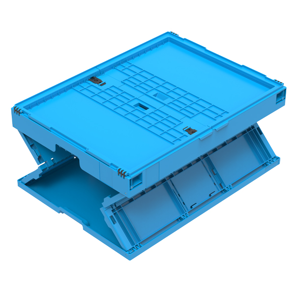 WALTHER Folding Container With Attached Hinged Lid in Blue (800 x 600 x ...
