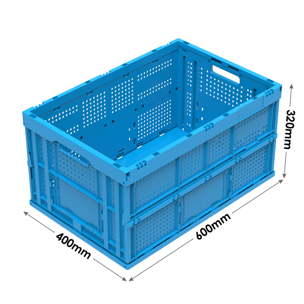 WALTHER Folding Container in Blue With Ventilated Sides And Solid Base ...