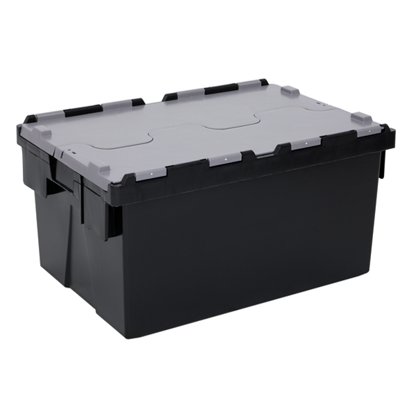 PLAS55ECO Black With Grey Lid Storage Box Crates - 55 litre (600 x 400 ...