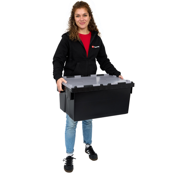 PLAS55ECO Black With Grey Lid Storage Box Crates - 55 litre (600 x 400 ...