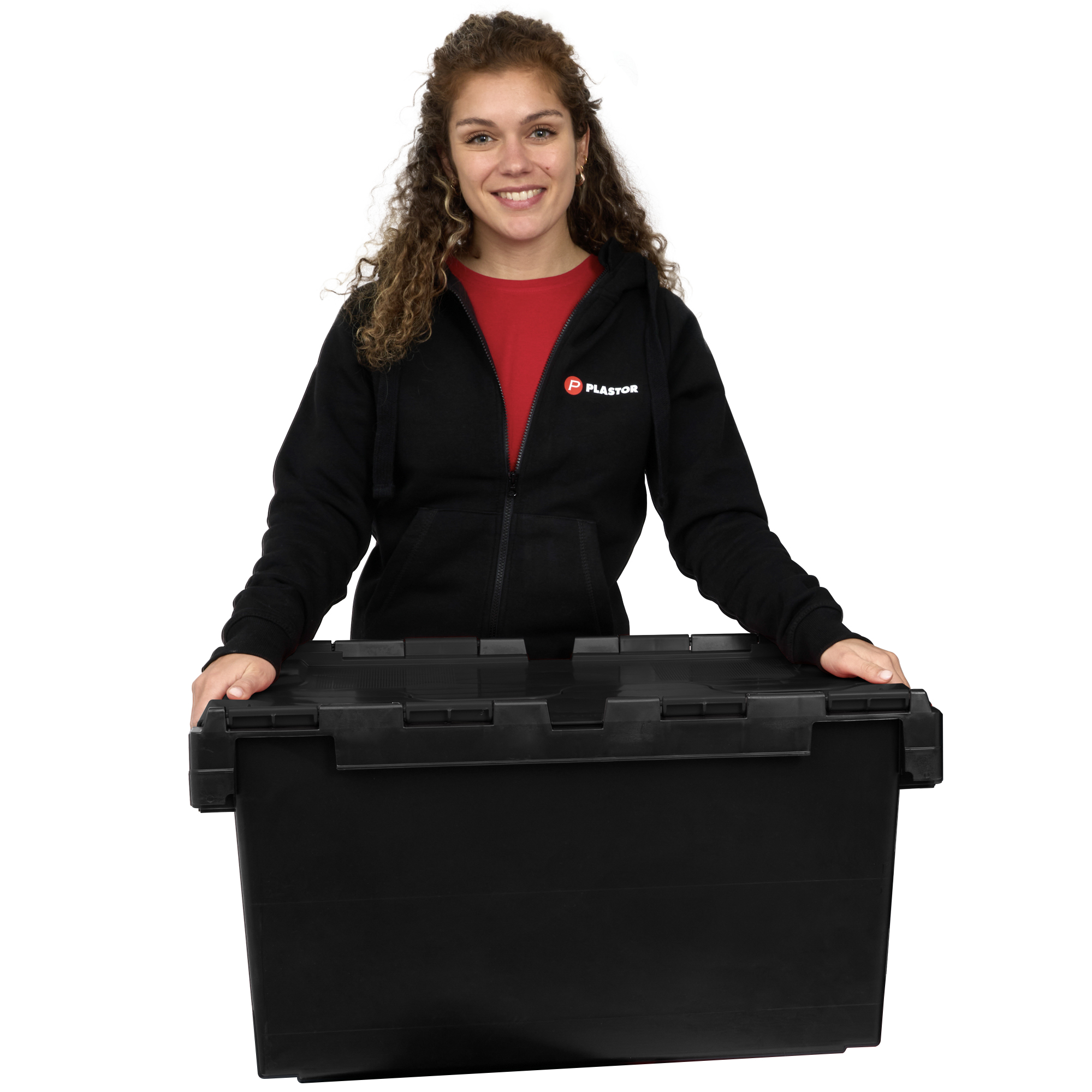 LC3-P/Black/Black Recycled Plastic Hinged Lid Distribution Crate ...