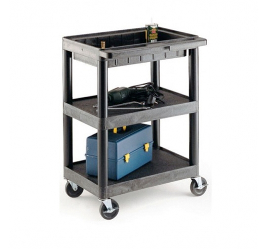 VGI346L Strong Plastic 3 Level Shelf Trolley with 1 Deep Top Tray and 2 ...